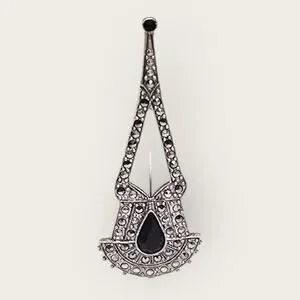 1928 Jewelry | Jewelry | Art Deco Marcasite Black Glass 928 Vintage ...